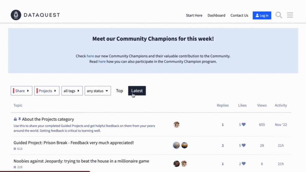 Project first learning blog – Dataquest