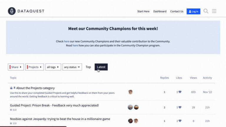 Project first learning blog – Dataquest